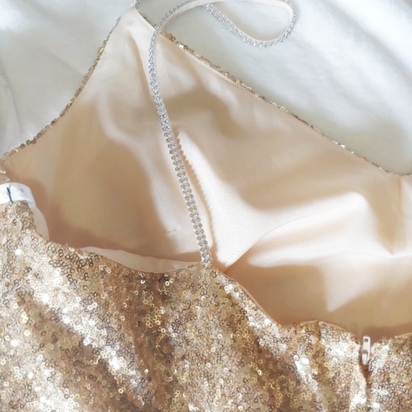 Liz Louize | Dresses | Gold Sequin Prom Dress Bridesmaid Plus Size 22 ...